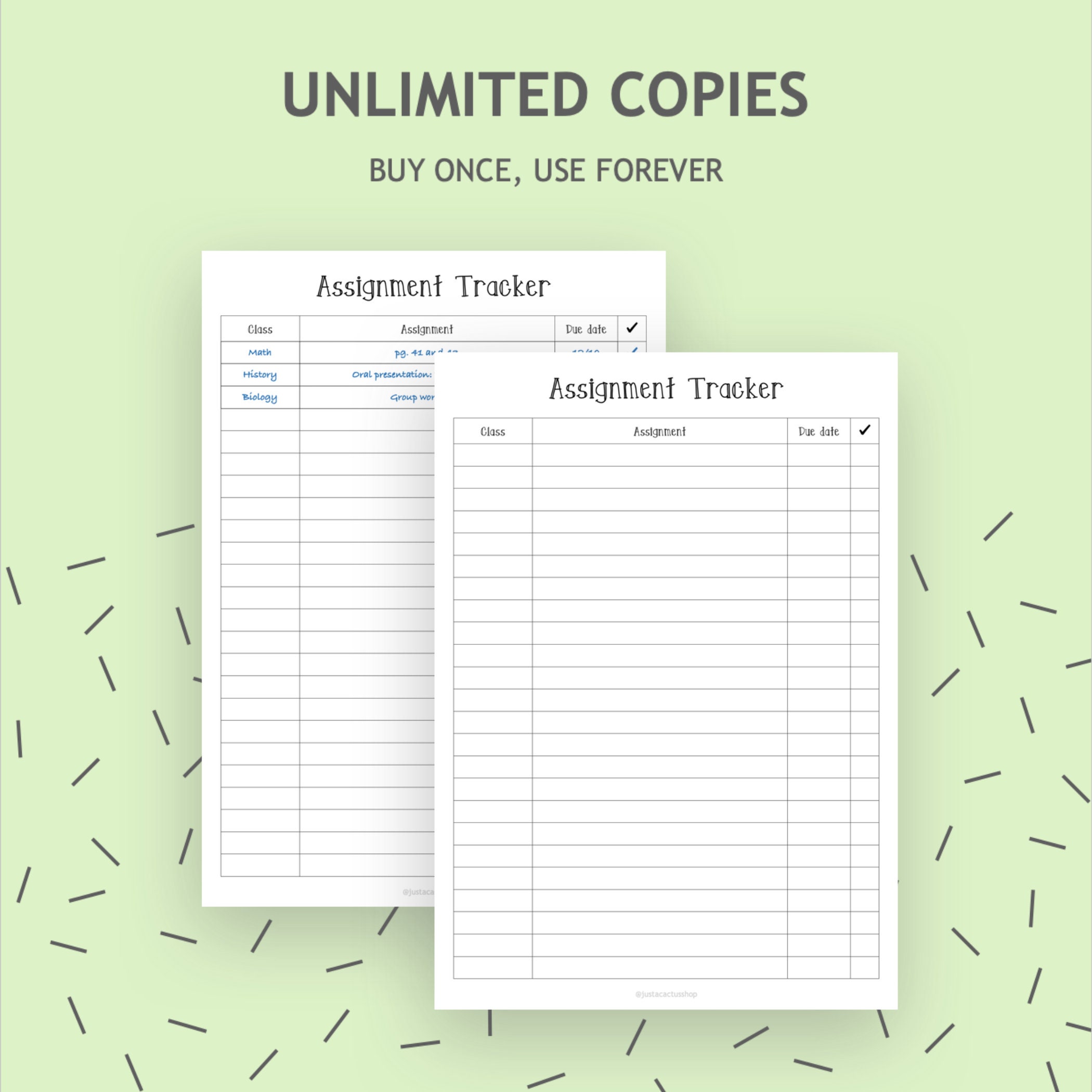 Printable Assignment Tracker for Student Homework Organization ...