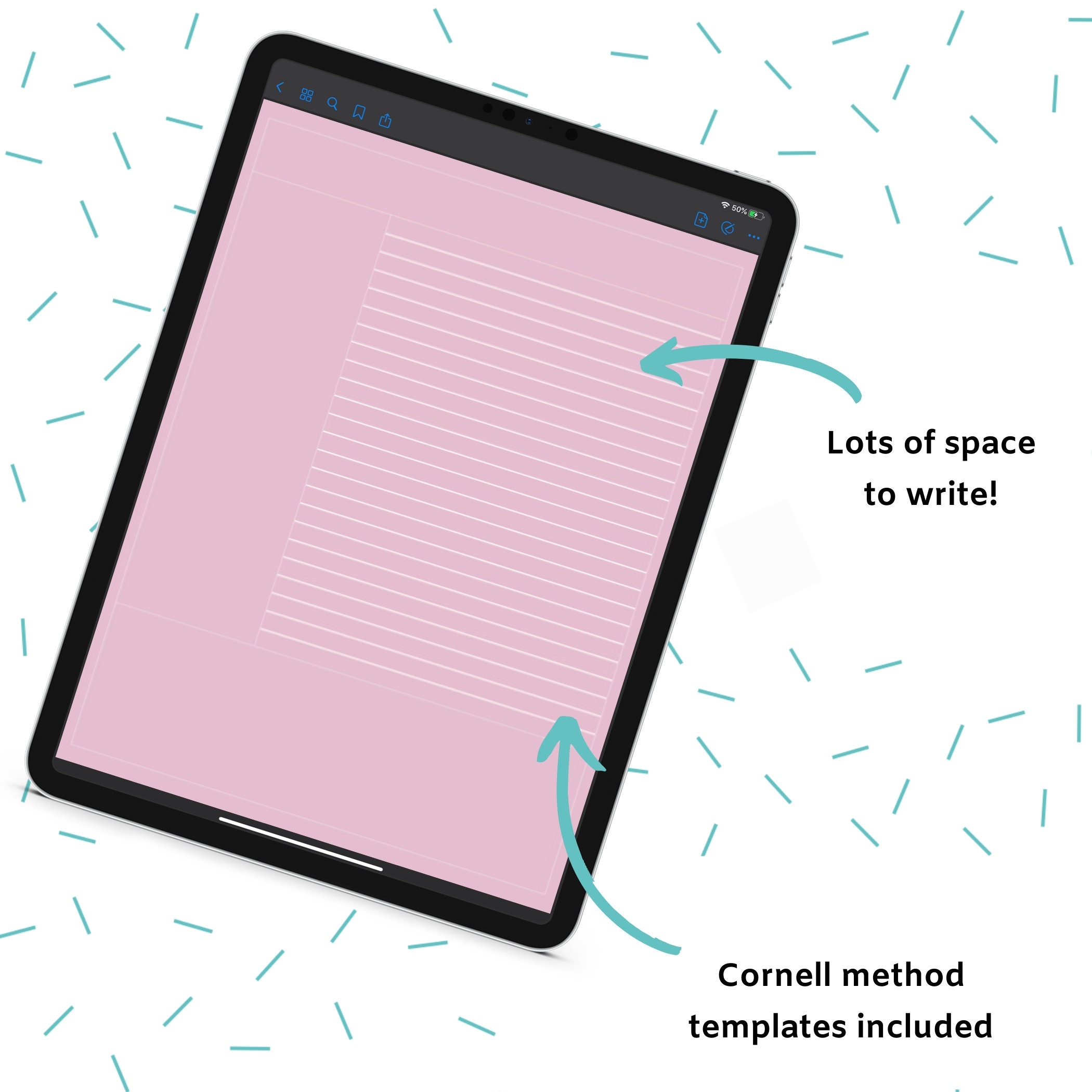 Pink Digital Paper Template for Goodnotes: iPad Note (PDF) - Etsy