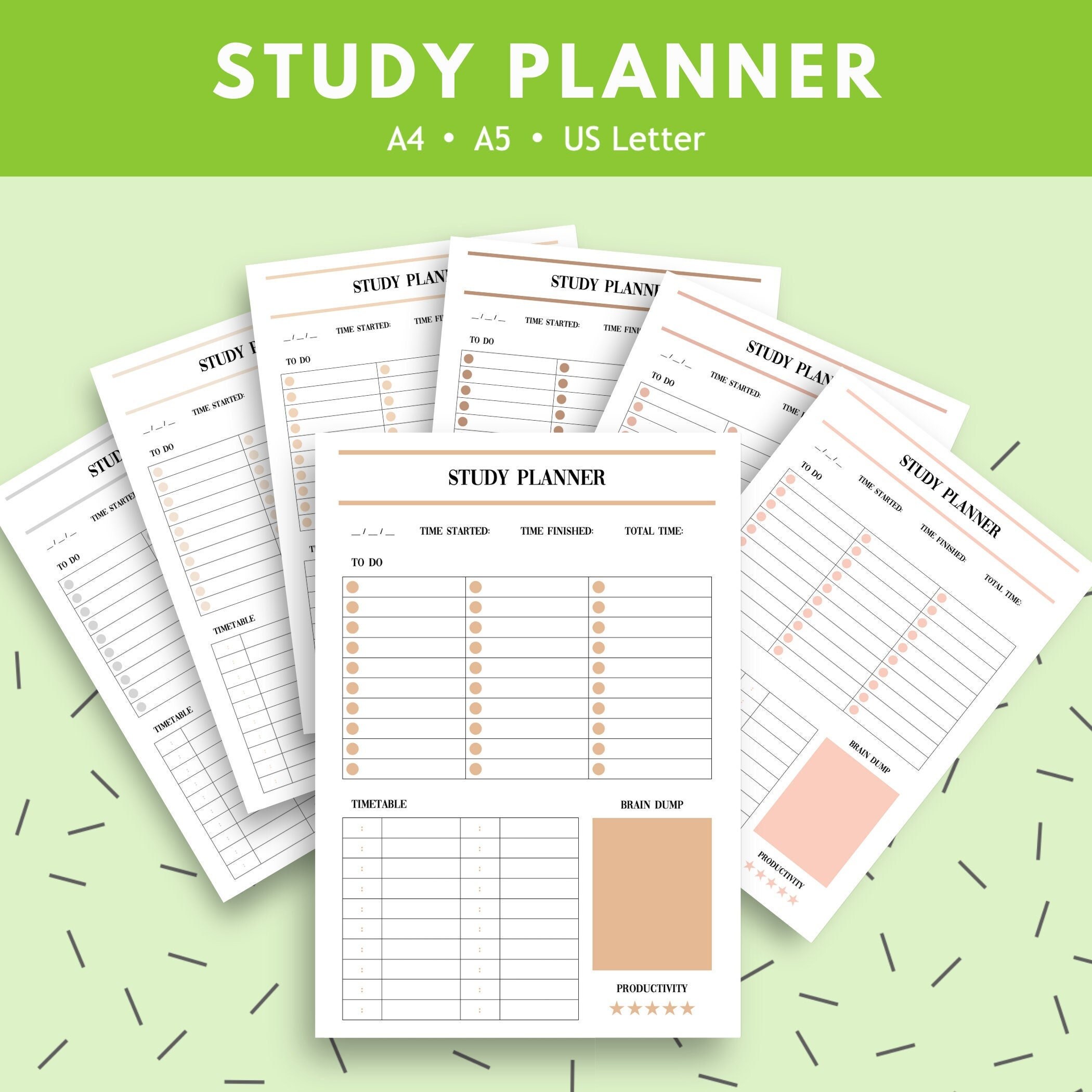 Printable Study Planner for Student Organization Printable Timetable ...