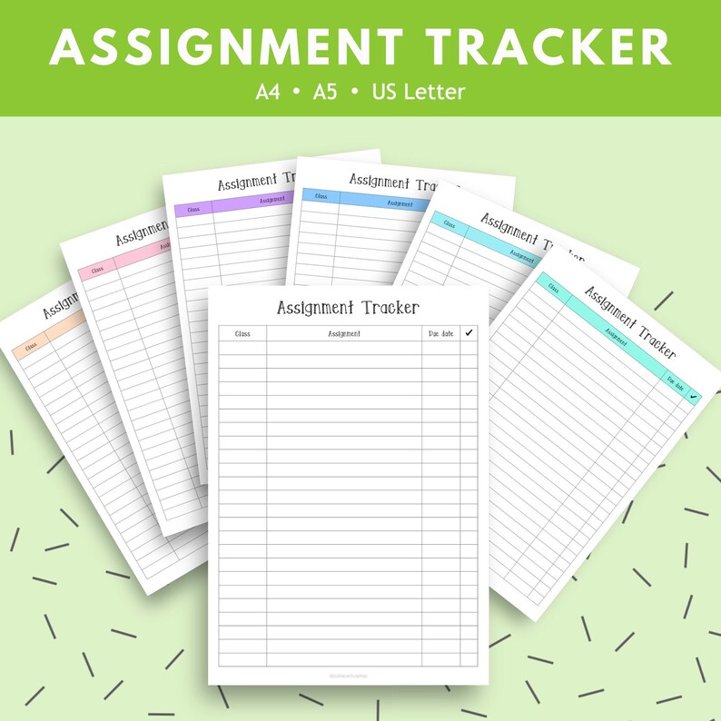Printable Assignment Tracker for Student Homework Organization ...