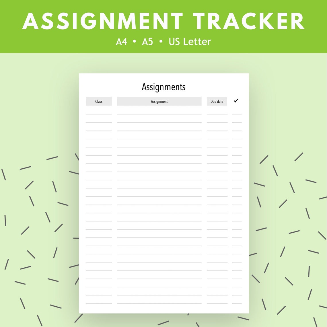 Printable Assignment Tracker Minimalist Student Planner A4 | Etsy