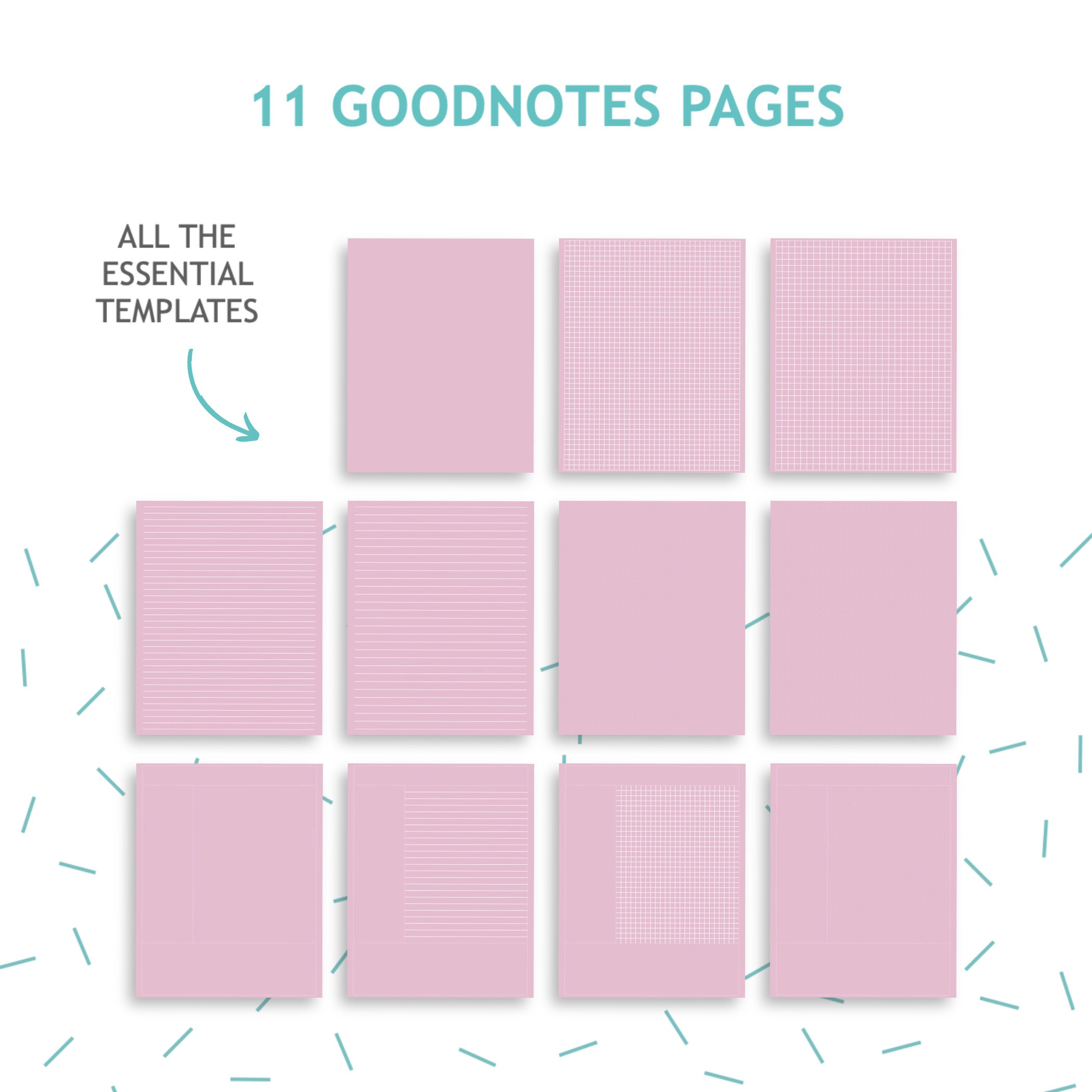 Pink Digital Paper Template for Goodnotes: iPad Note (PDF) - Etsy