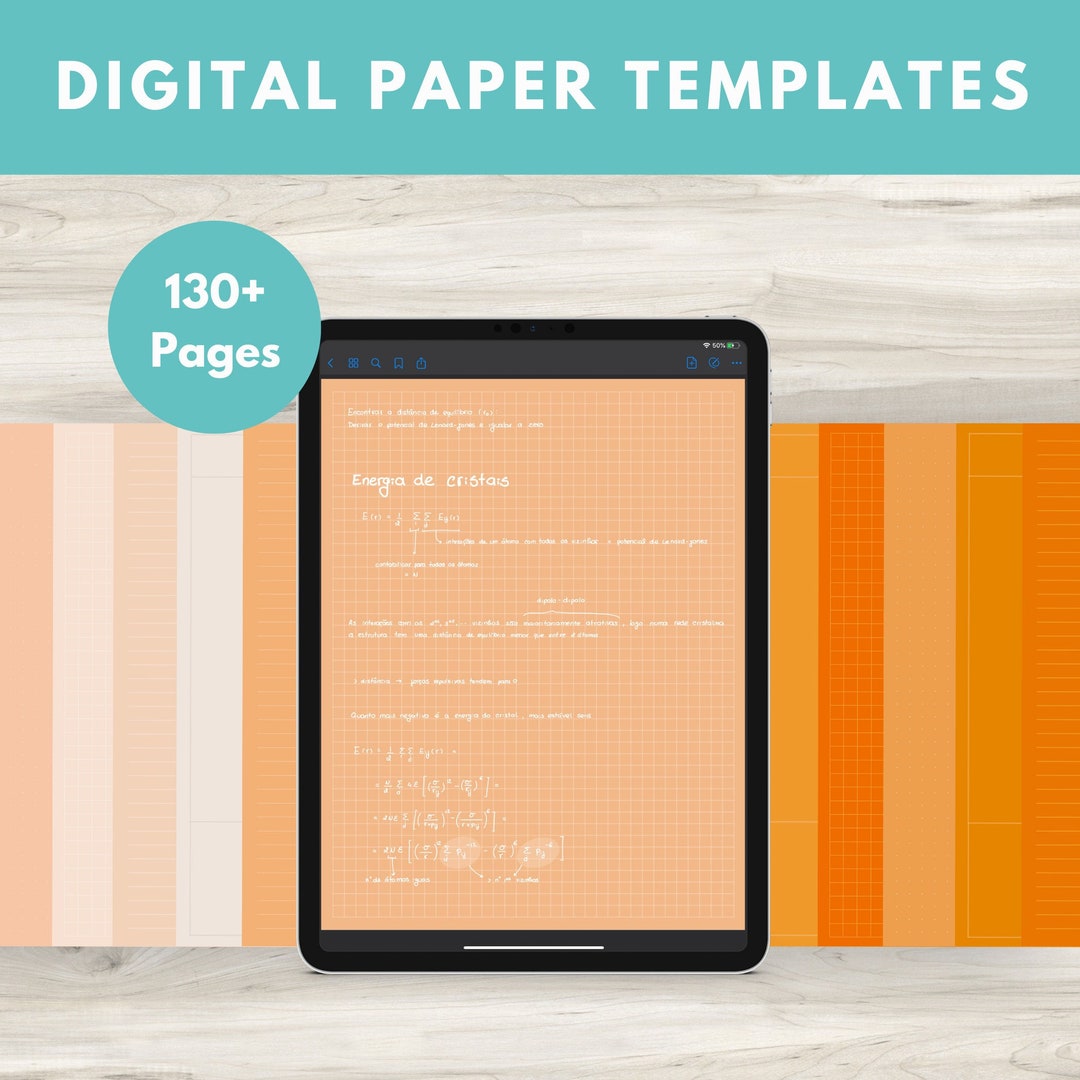 Digital Note Paper Templates Orange for Goodnotes, Digital Page Orange ...