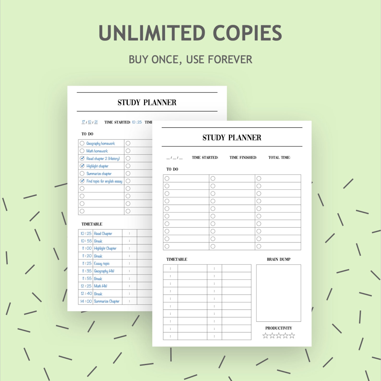 Printable Study Planner for Student Organization Printable Timetable ...