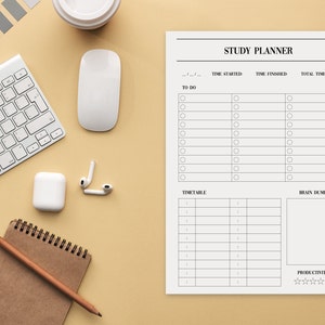 Printable Study Planner for Student Organization Printable Timetable ...