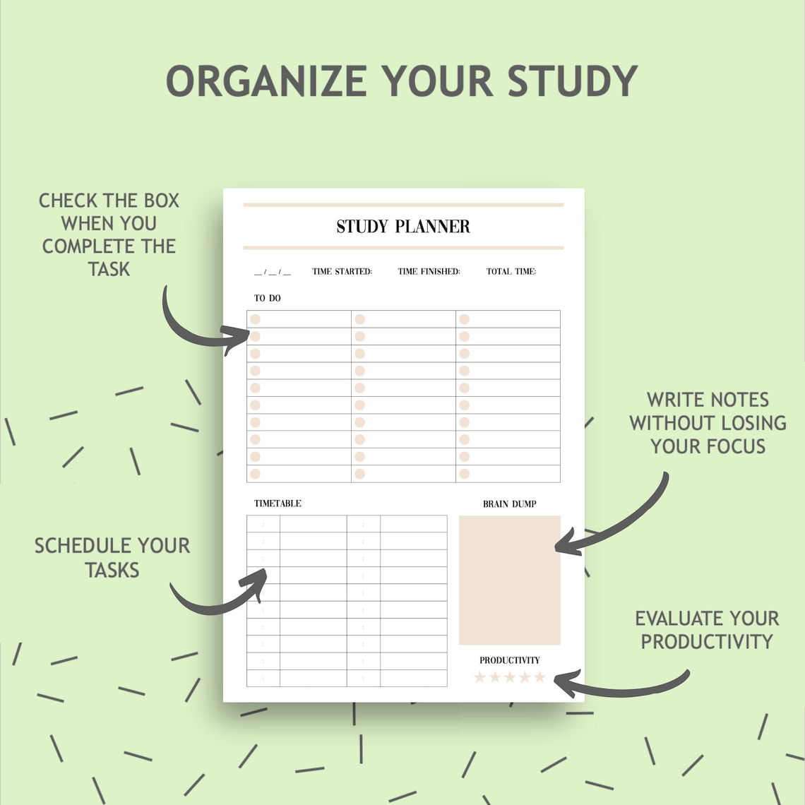 Printable Study Planner for Student Organization Printable Timetable ...