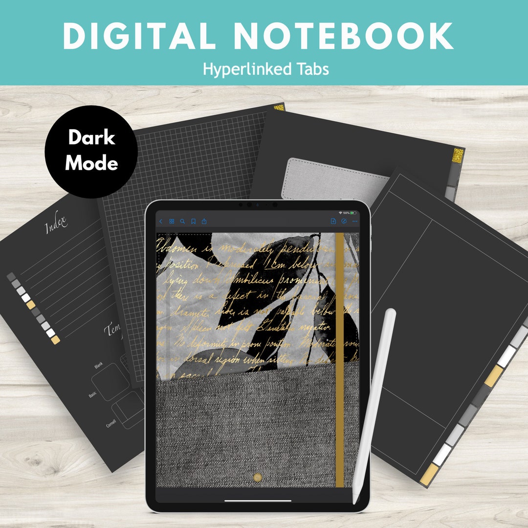 Dark Goodnotes Notebook Hyperlinked Dark Mode Digital Notebook PDF Note ...