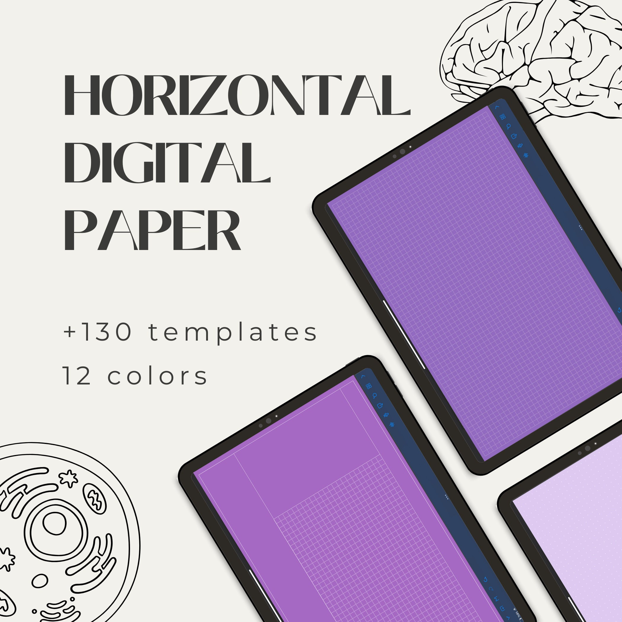Purple Horizontal Digital Paper Template Purple Goodnotes Digital ...