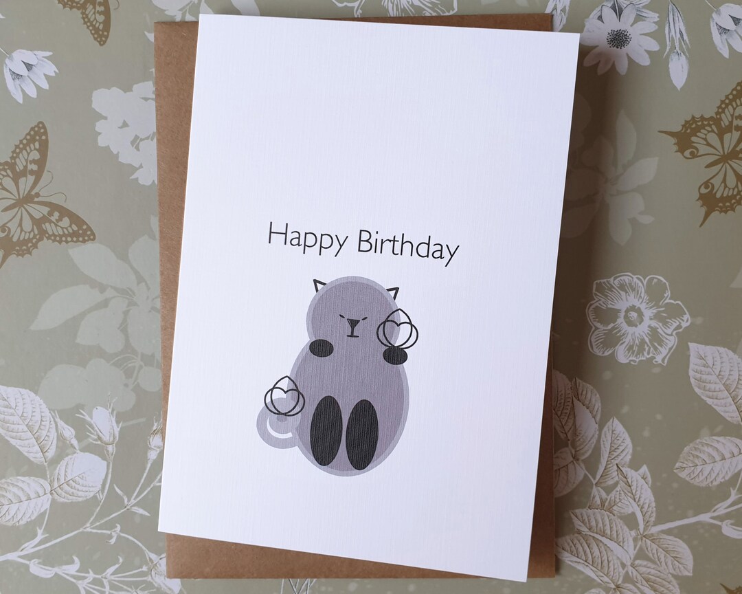 Happy Birthday Card, Cassidy Cat Birthday Card, Cat Card, Birthday Card ...