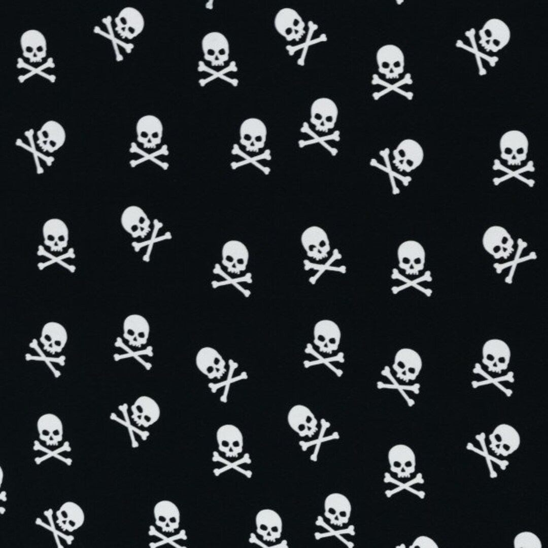 Stretch Jersey Skulls White on Black Theo Swafing - Etsy