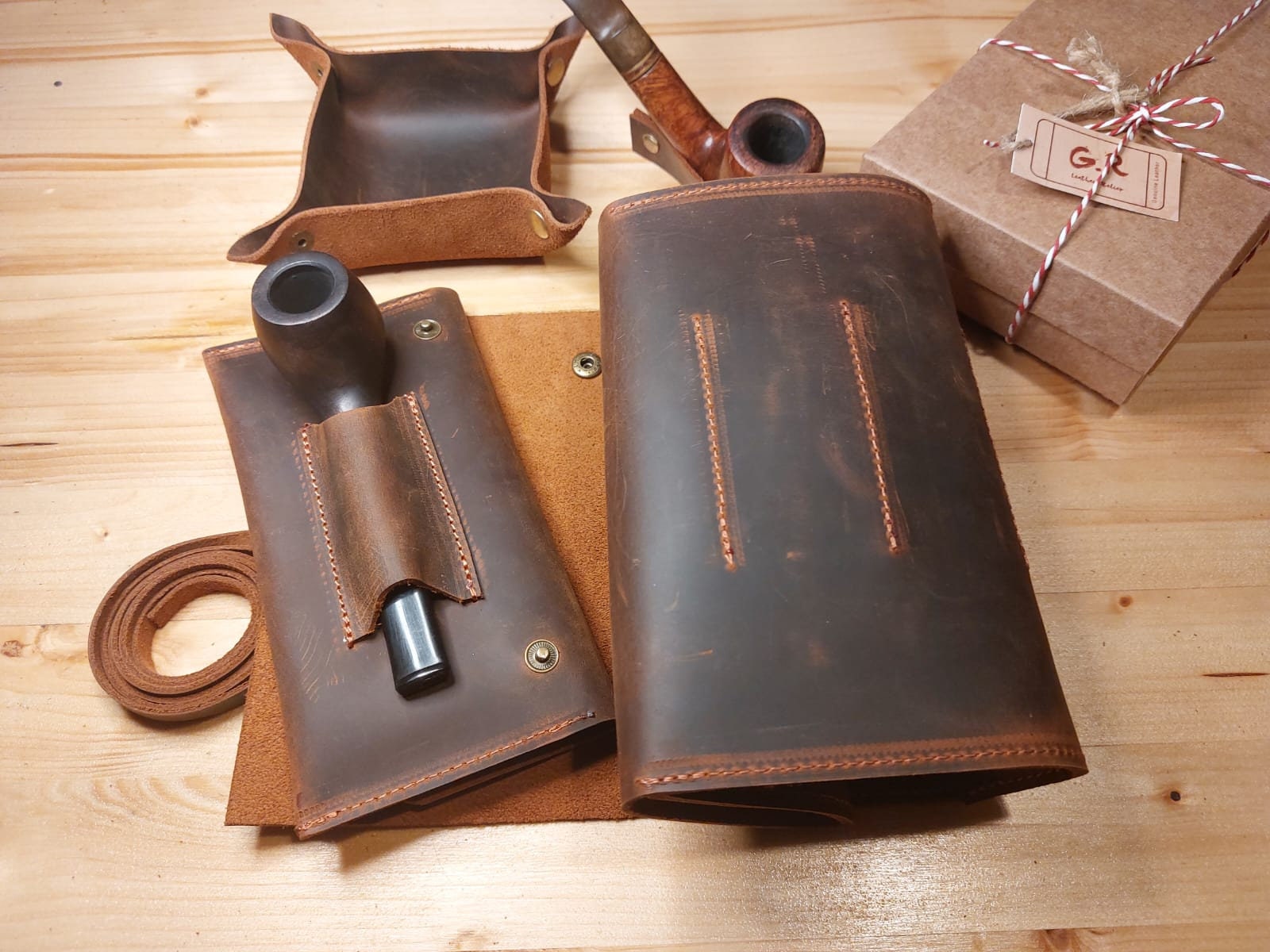 Leather Pipe Roll Full Set Handmade Pipe Roll-up Bag Tobacco - Etsy