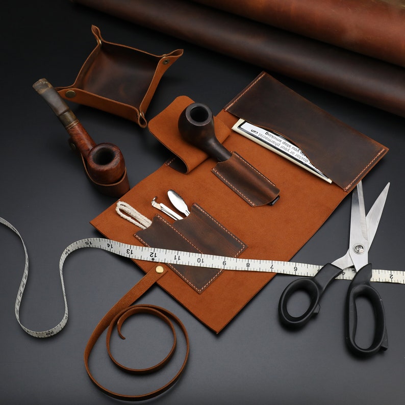 Handmade Leather Pipe Roll-up Pouch, Pipe Stand & Valet Tray - Etsy