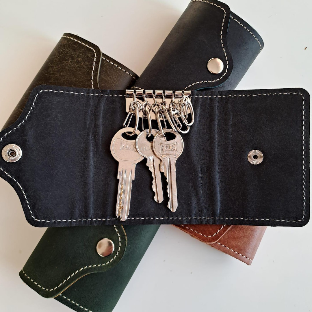 Handmade Leather Key Holder, Leather Keyring, Personalized Leather ...