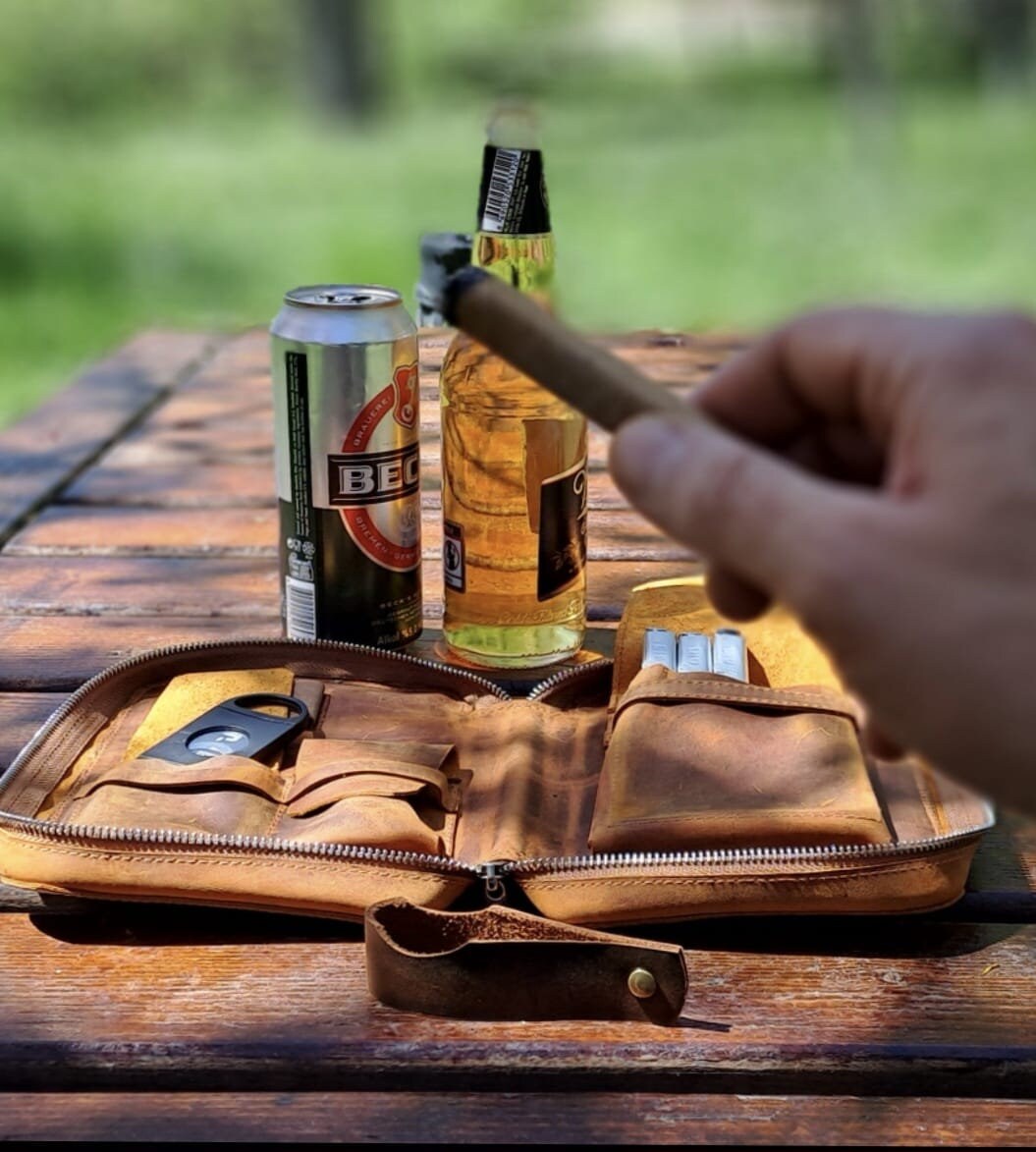 Leather Cigar Case Leather Cigar Bag Cigar Travel Bag - Etsy