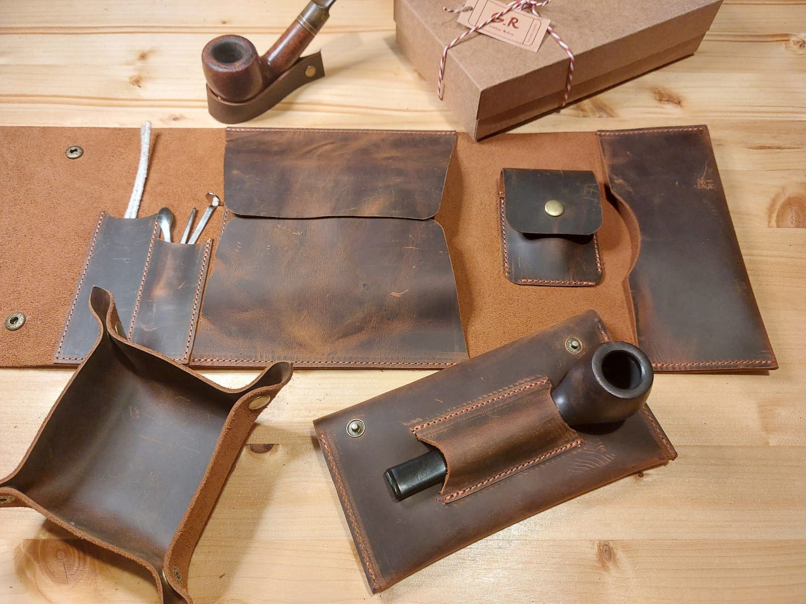 Leather Pipe Roll Full Set Handmade Pipe Roll-up Bag Tobacco - Etsy