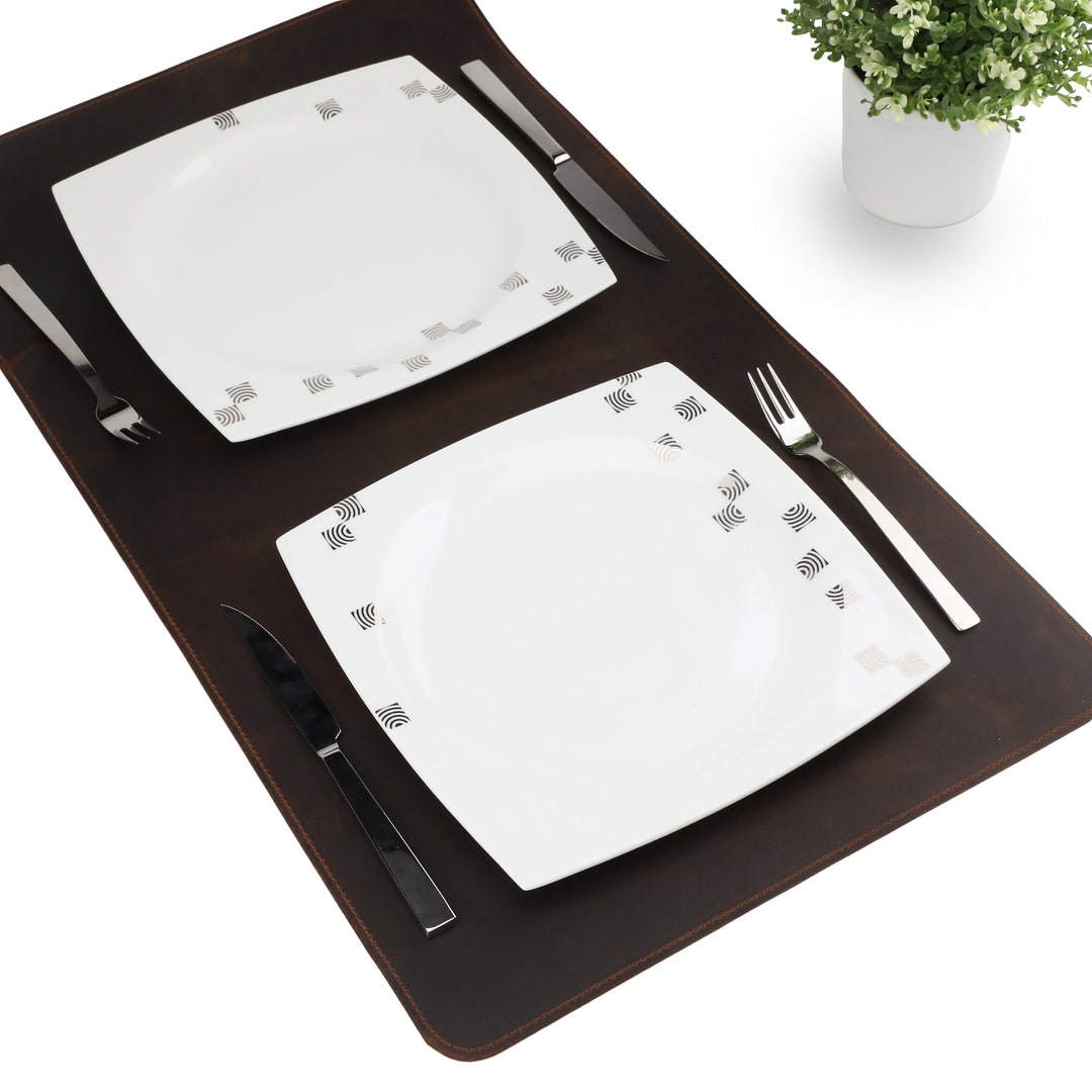 Leather Dining Placemats, Handmade Runner for Restaurants, Cafe, Bar ...