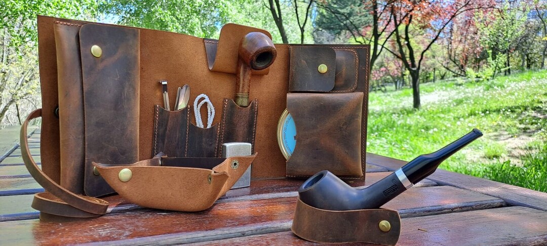 Leather Pipe Roll, Full Set, Handmade Pipe Roll up , Tobacco Pouch ...