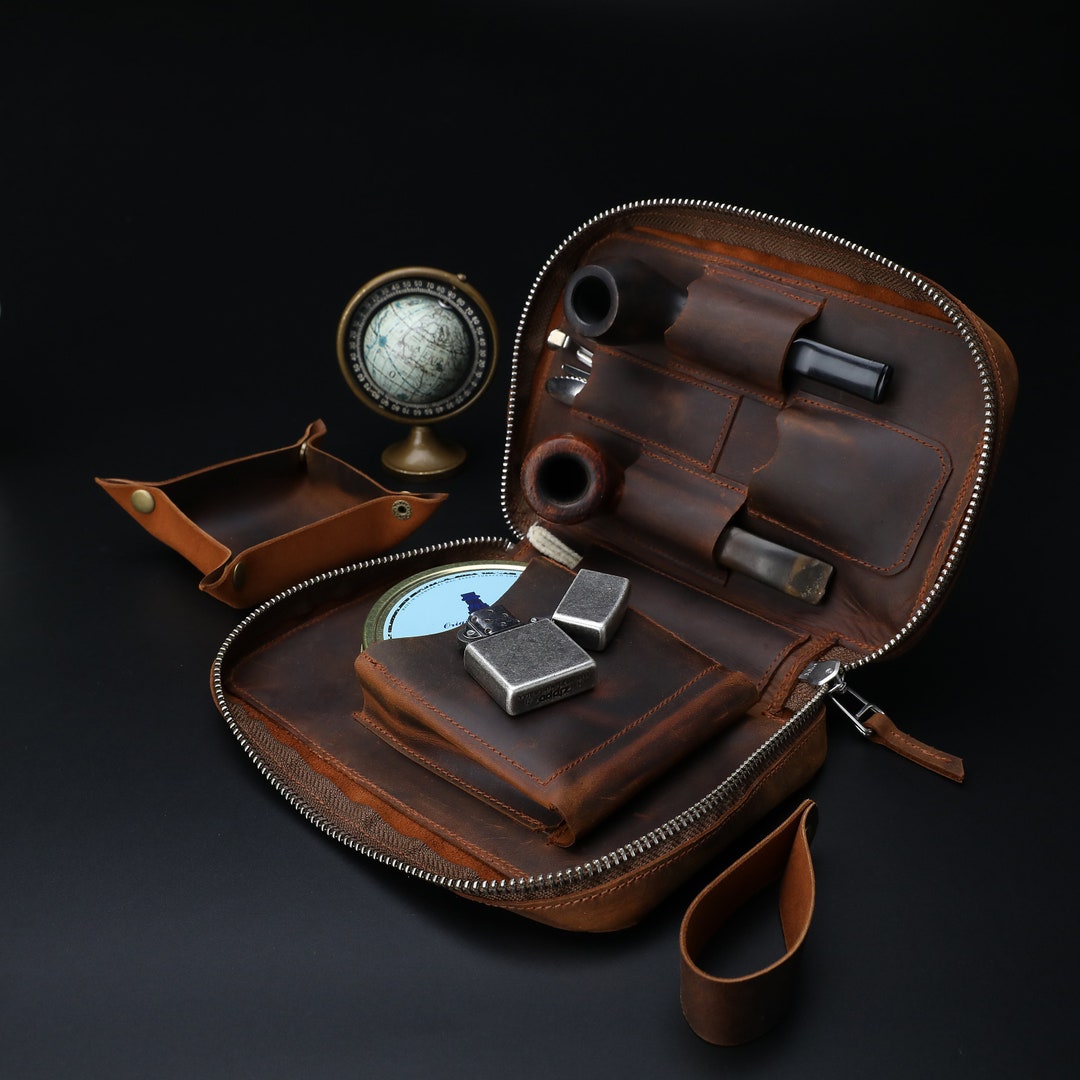 Leather Pipe Case, Zippered Pipe Bag, Leather Pipe Pouch, Leather Case ...