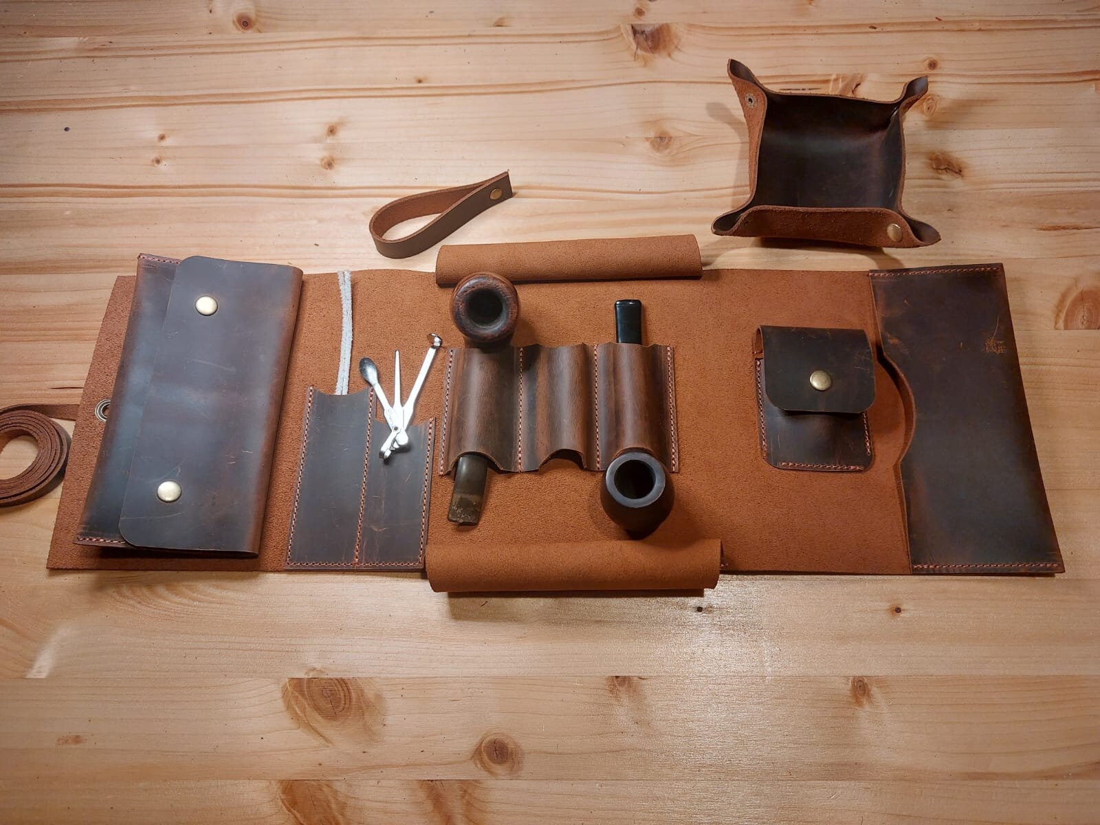 Leather Pipe Roll Full Set Handmade Pipe Roll-up Bag Tobacco - Etsy