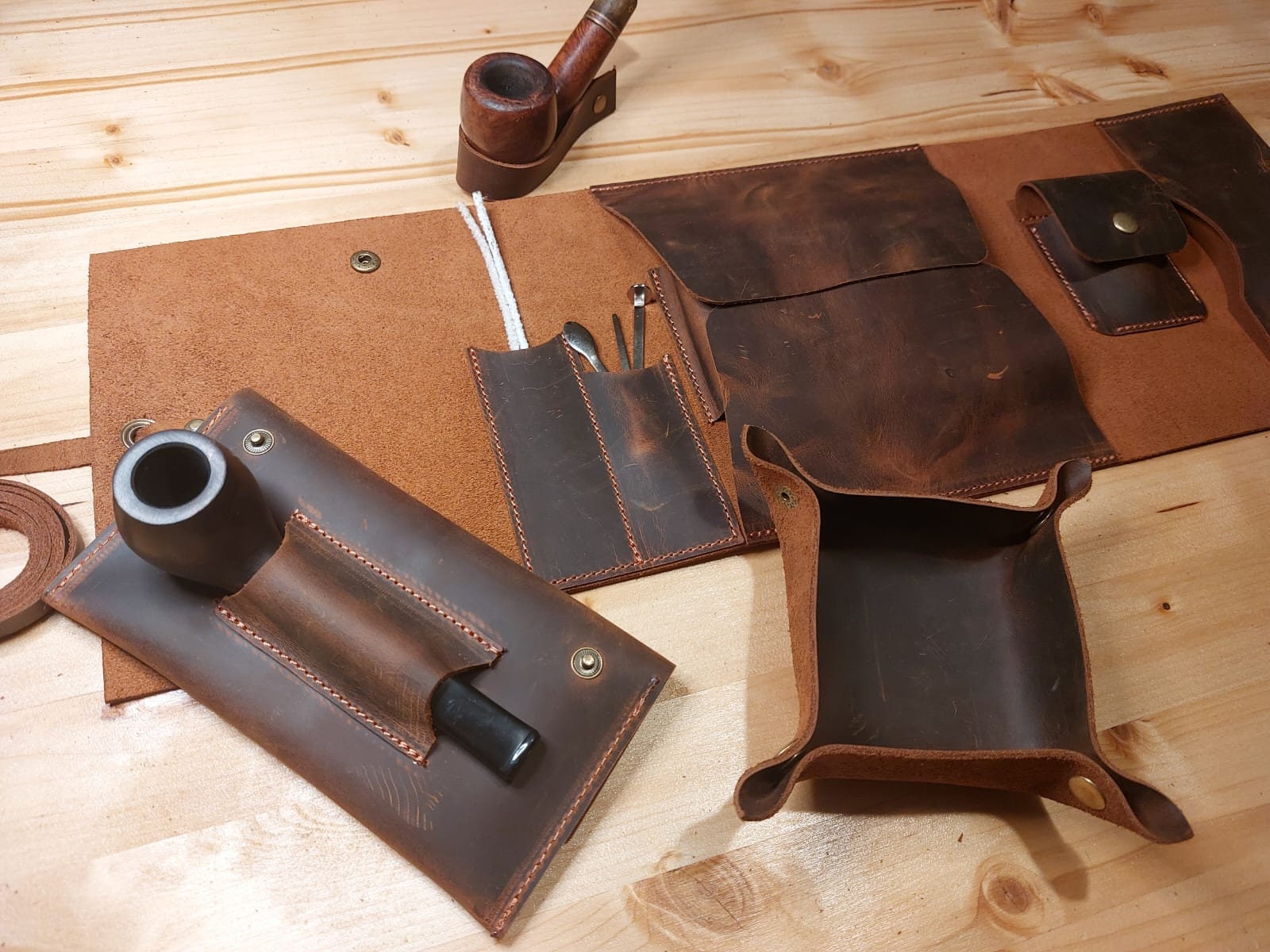 Leather Pipe Roll Full Set Handmade Pipe Rollup Bag Tobacco - Etsy