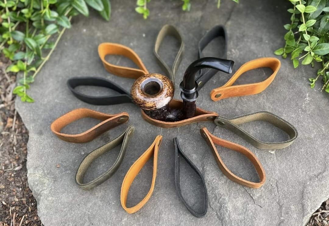 Leather Pipe Stands (5 Piece), Leather Pipe Holder, Leather Pipe Rest ...
