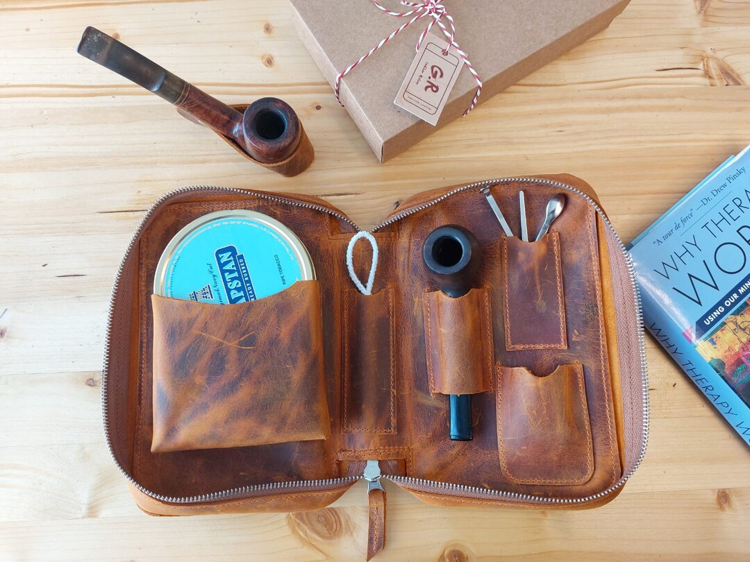 Leather Pipe Case, Zippered Pipe Bag, Handmade Pipe Pouch, Leather Case ...