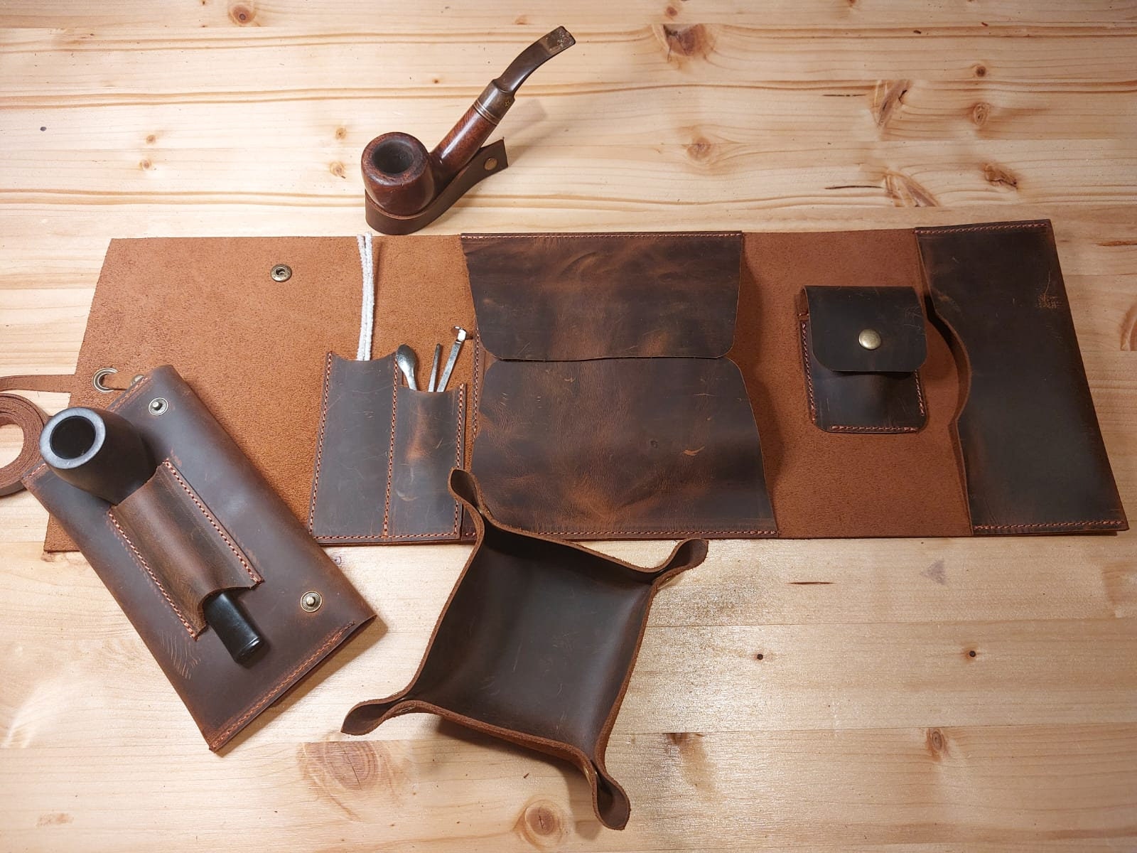 Leather Pipe Roll Full Set Handmade Pipe Roll-up Bag Tobacco - Etsy
