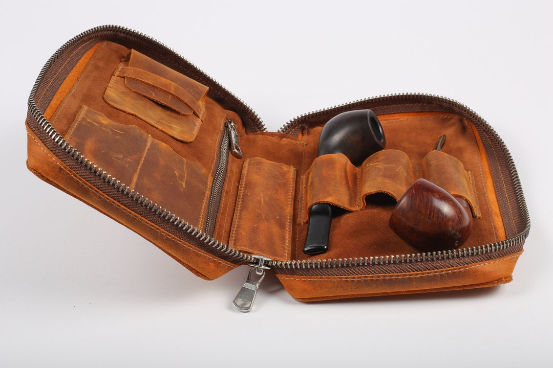 Leather Zippered Pipe Case, Leather Pipe Bag, Leather Pipe Pouch ...