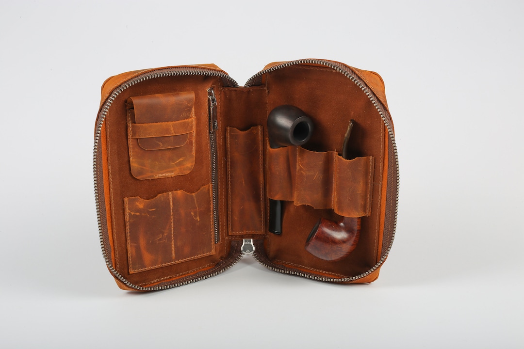 Leather Zippered Pipe Case, Leather Pipe Bag, Leather Pipe Pouch ...