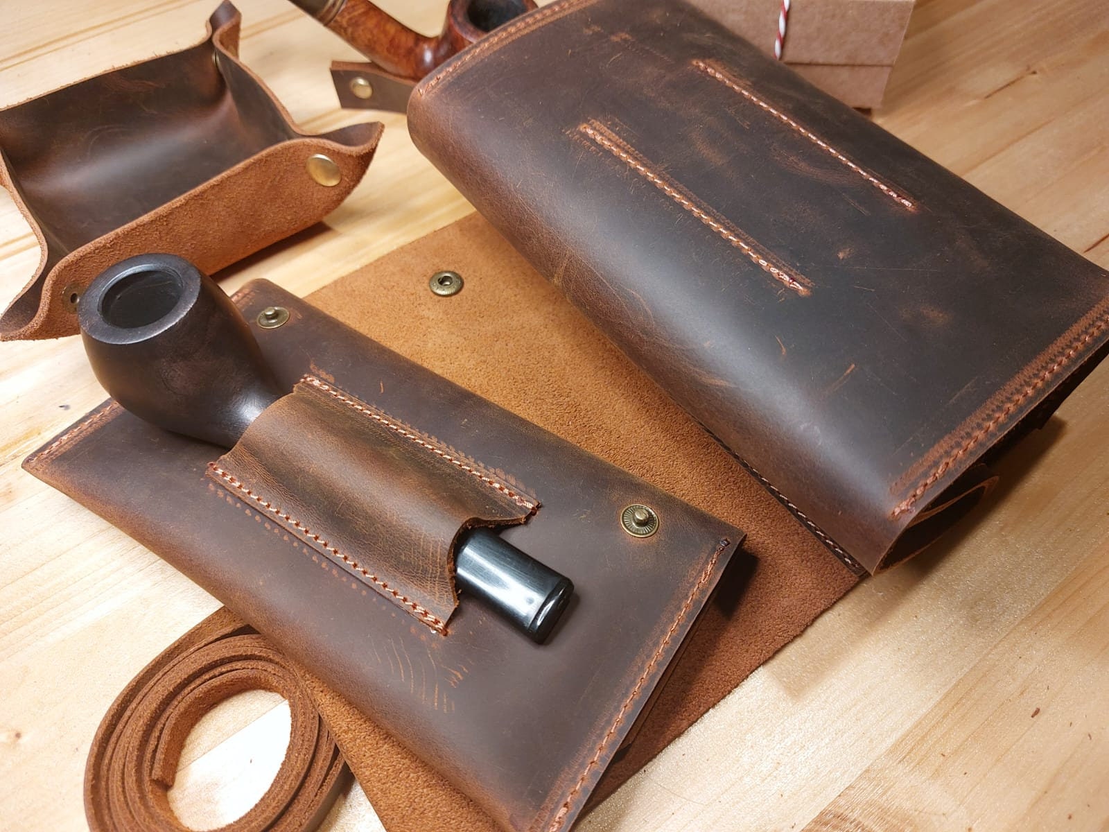 Leather Pipe Roll Full Set Handmade Pipe Roll-up Bag Tobacco - Etsy