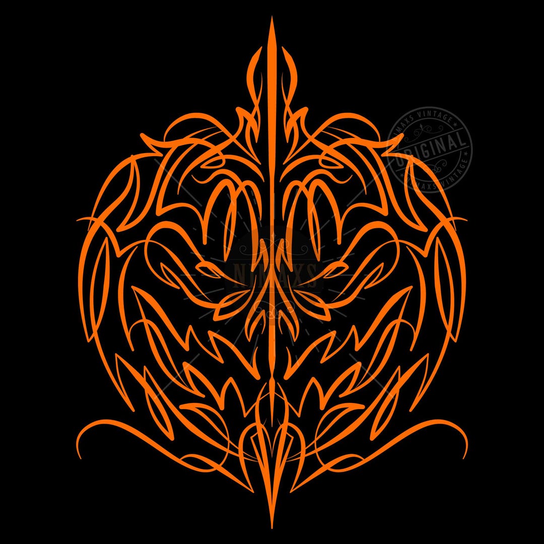Pumkin Pinstriping Orange Color Retro Art Hand Drawn Digital File SVG ...