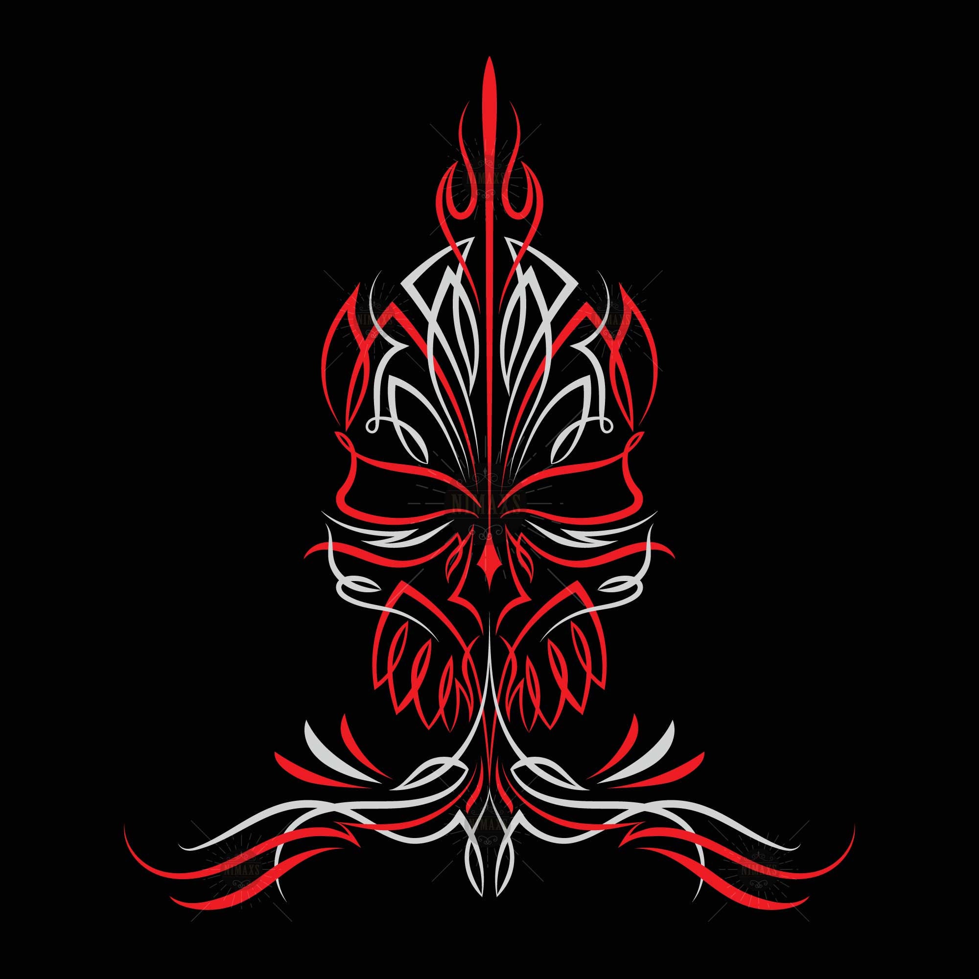 Skull Pinstripe Red Color Vintage Art Hand Drawn Digital File SVG, PNG ...