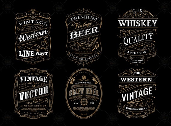 Set of Whiskey Label Antique Frame Vintage Border Retro SVG - Etsy