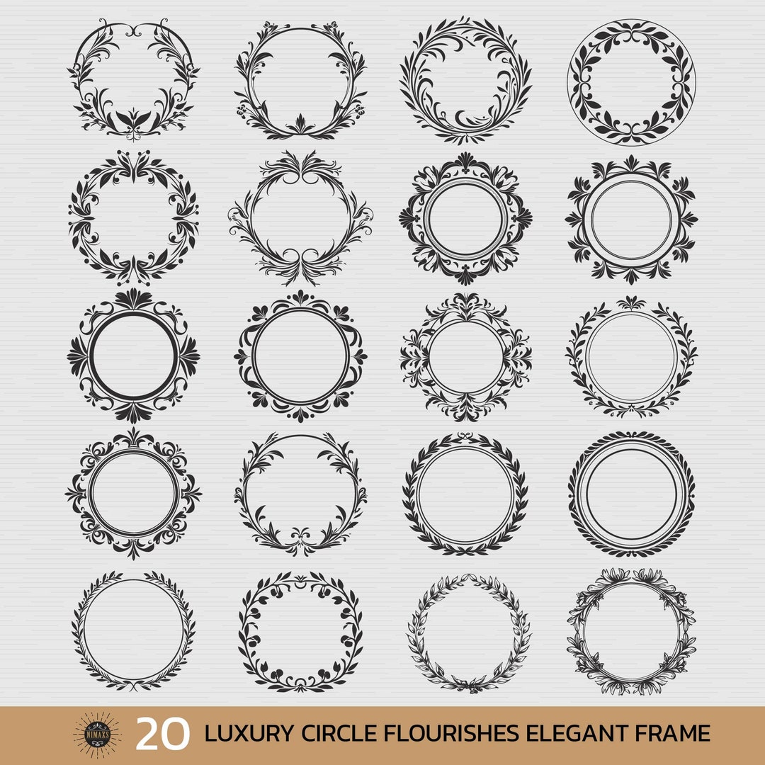 Set of Luxury Circle Flourishes Elegant Frame SVG, PNG File - Etsy