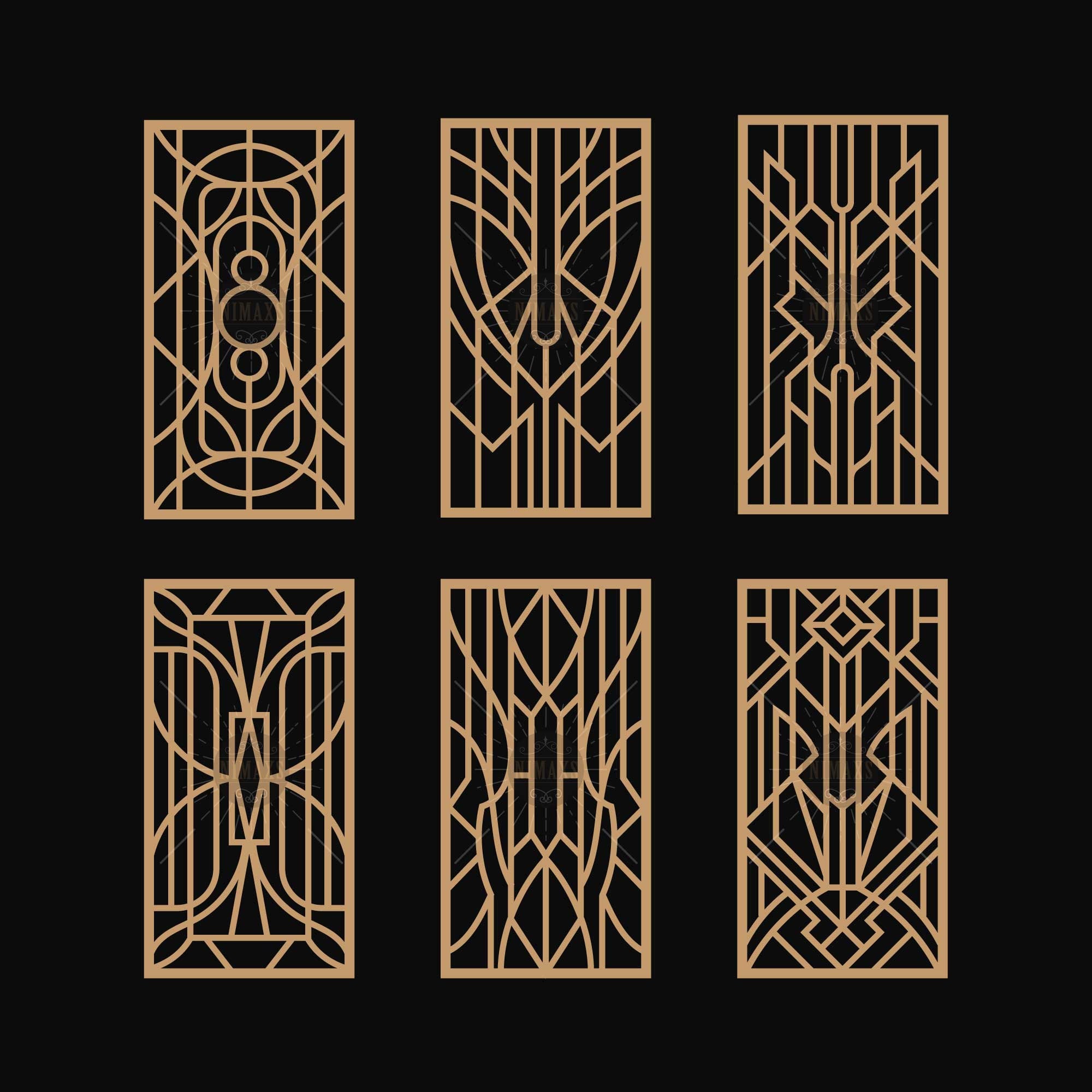 Laser Cut Panel Vintage Geometric Art Deco Designs SVG, PNG, DXF ...