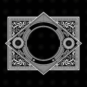 Antique Frame Vintage Border Western Label Hand Drawn Engraving Retro ...