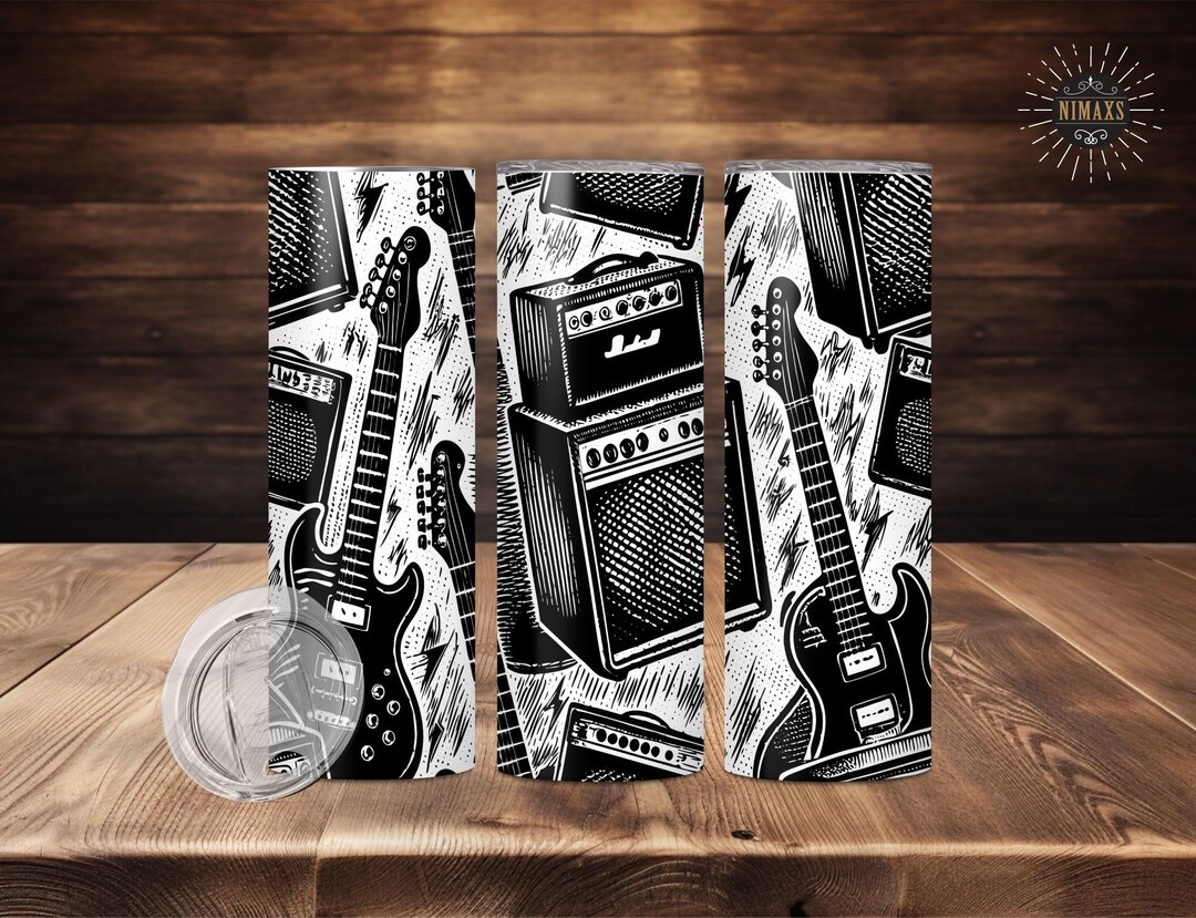 Retro Rock Guitar Seamless Pattern: Electric Guitar Clipart (digital ...