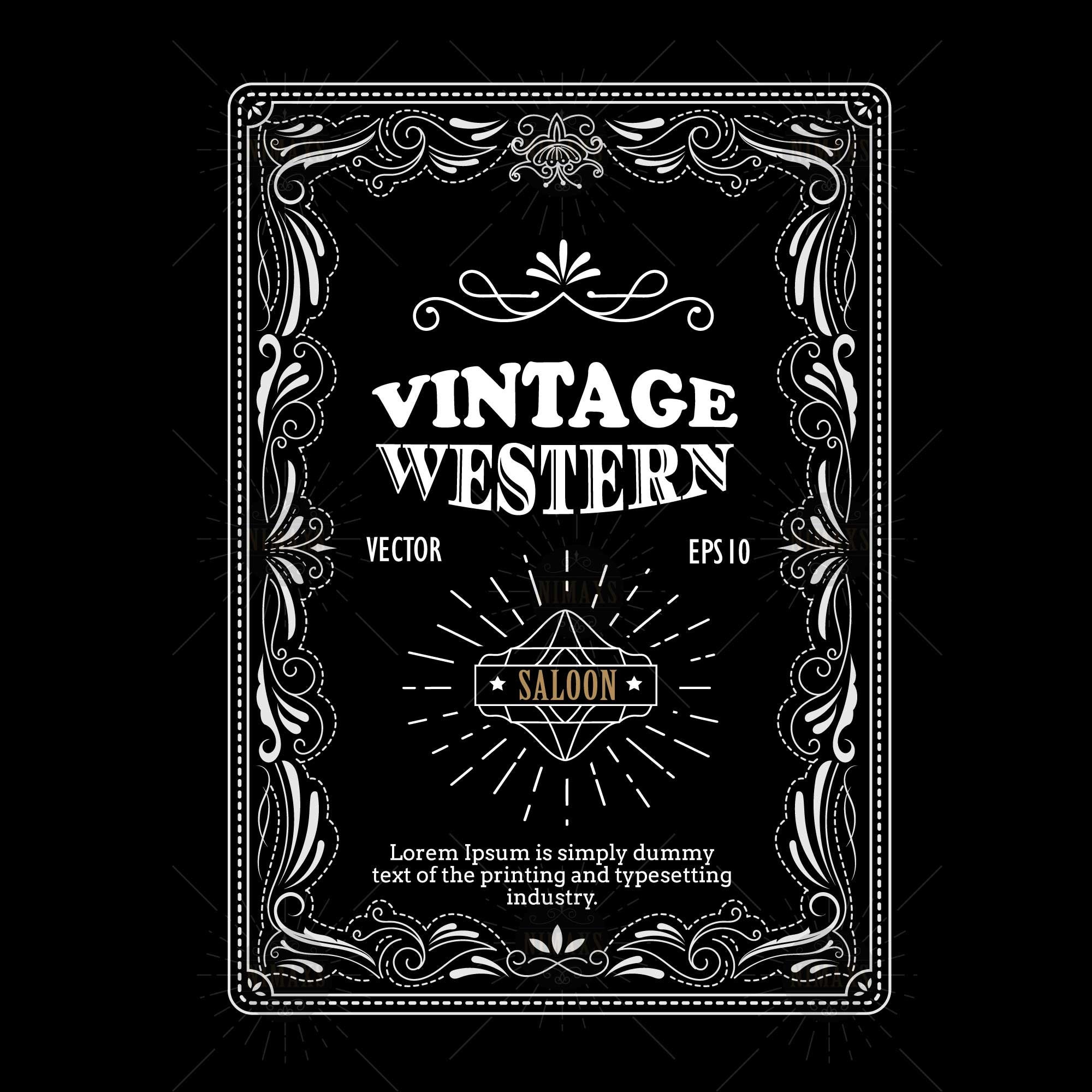 Vintage Frame Border Western Label Retro Engraving SVG EPS PNG - Etsy