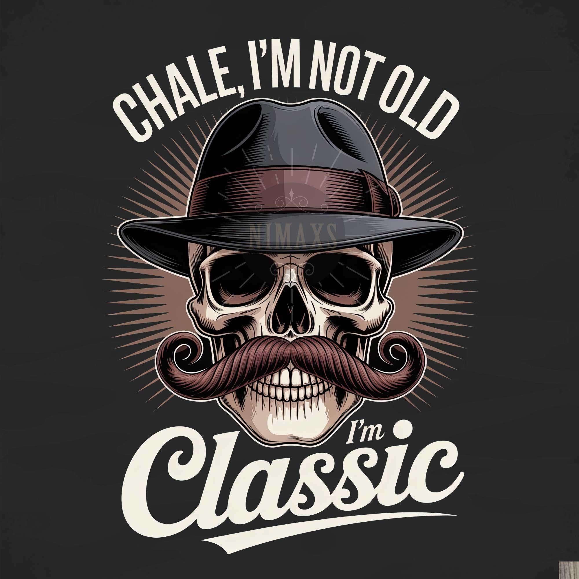Funny Mustache Skeleton PNG: Retro Skull Design for T-shirts (digital ...