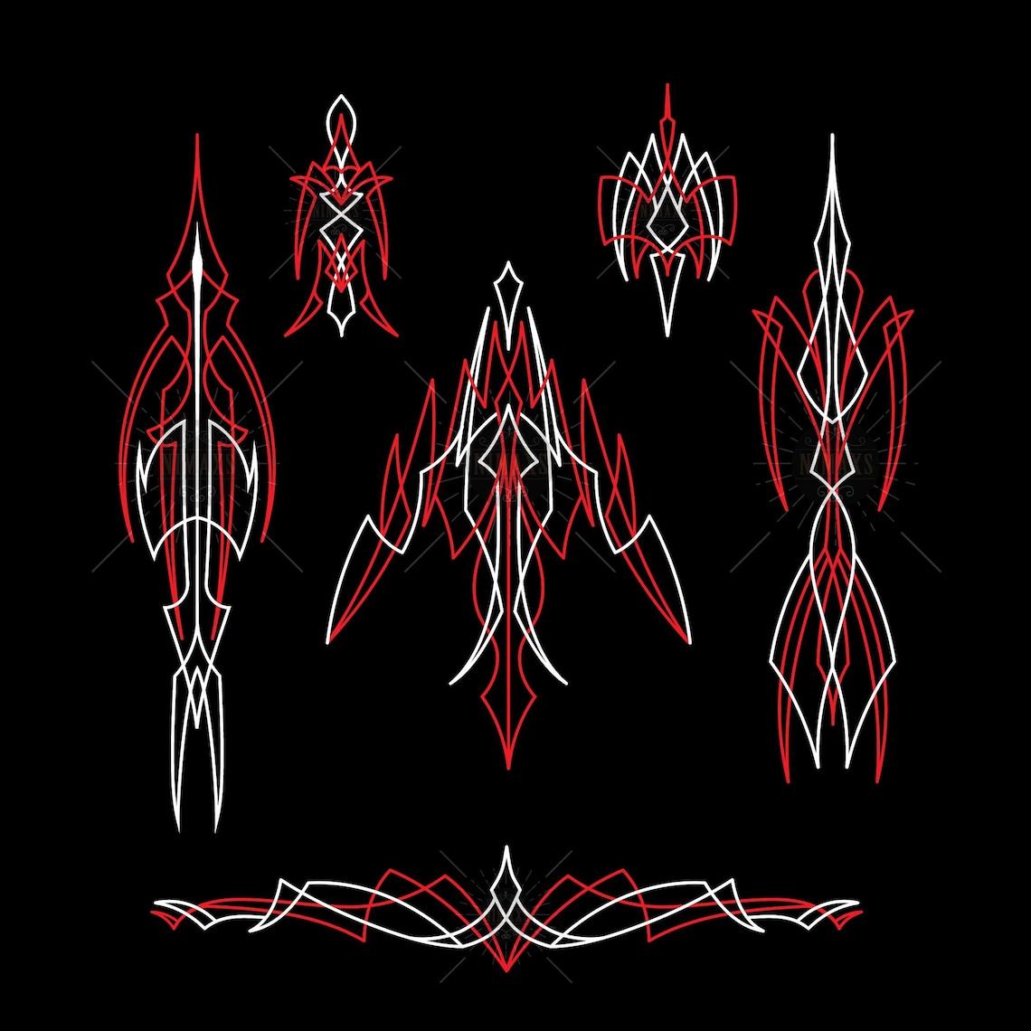 Set Pinstripe Art Old School Svg , for Motorcycle and Car Pinstripe ...