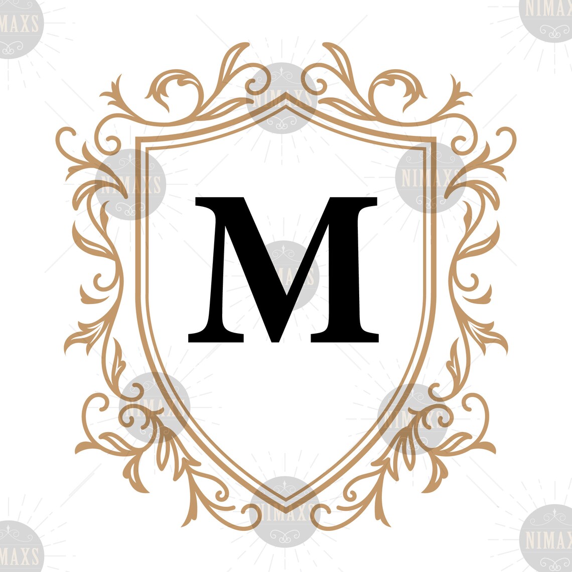 Emblem Shield Floral Frame Monogram Logo Template SVG PNG - Etsy