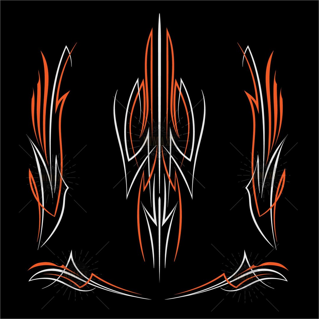 Orange Pinstriping SVG: Vintage Hand Drawn for Decal Art (digital File ...