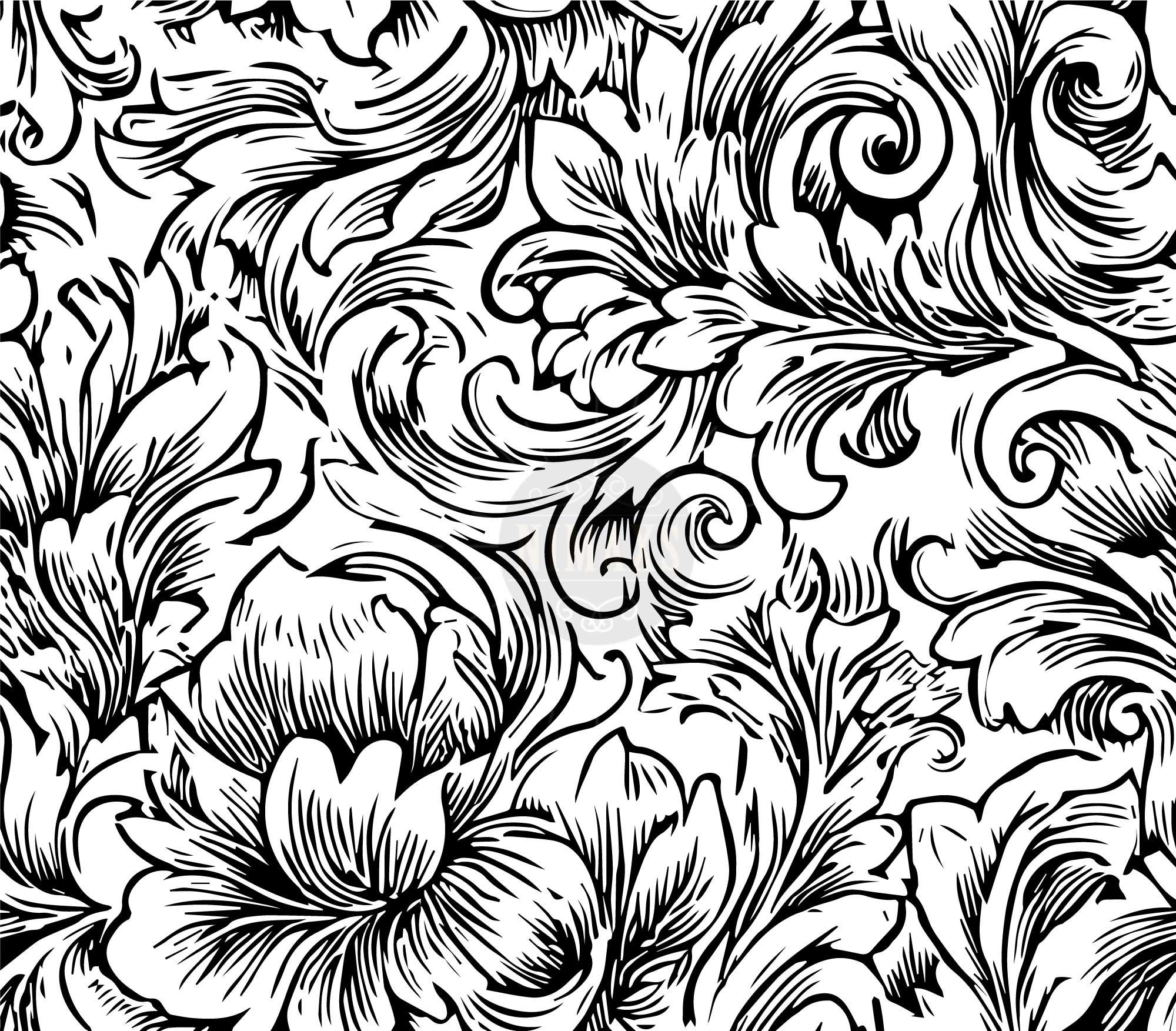 Western Floral Engraving Pattern PNG, Tooled Leather Style Clipart ...