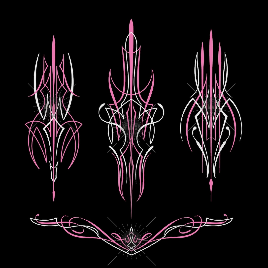 Pink Pinstriping Svg, Motorcycle and Car Pinstripe, Vintage Hand Drawn ...