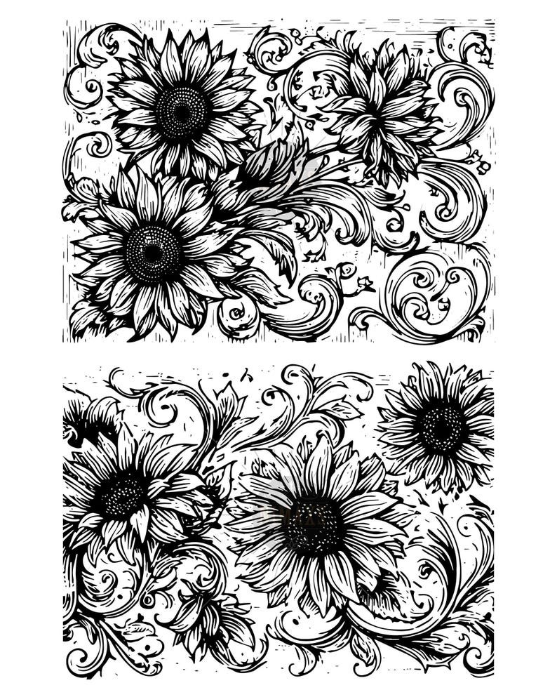 Full Western Floral Engraving SVG, PNG | Sunflower & Scrollwork Leather ...