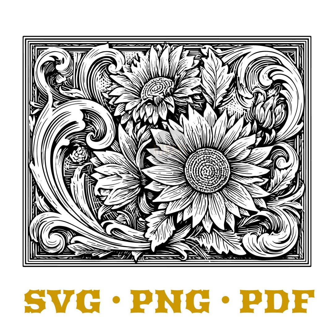 Tooled Leather Pattern Floral SVG | Vintage Western Leather Engraving ...