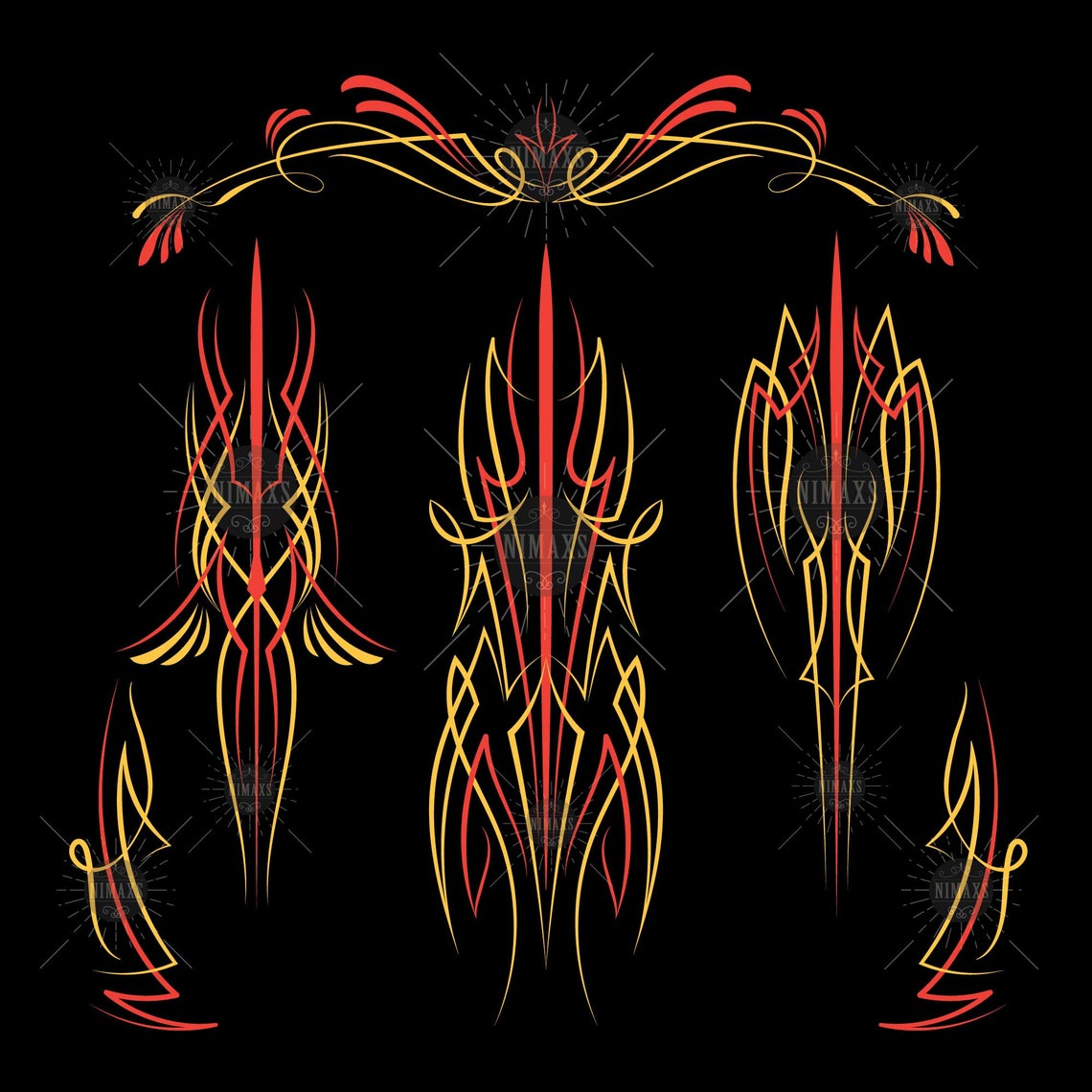 Red and Yellow Pinstriping Svg for Motorcycle and Car - Etsy