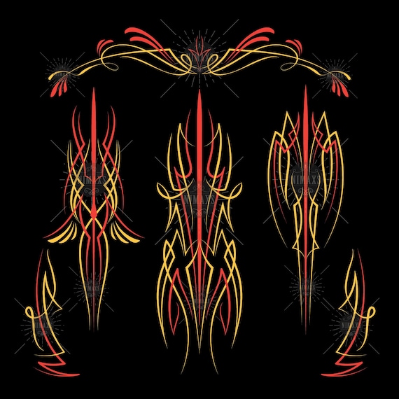 Red and Yellow Pinstriping Svg for Motorcycle and Car - Etsy