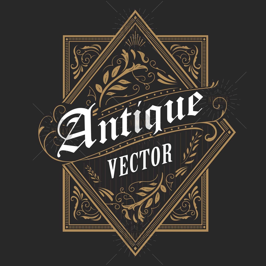 Antique SVG Border Western Frame Vintage Label Hand Drawn Typography ...
