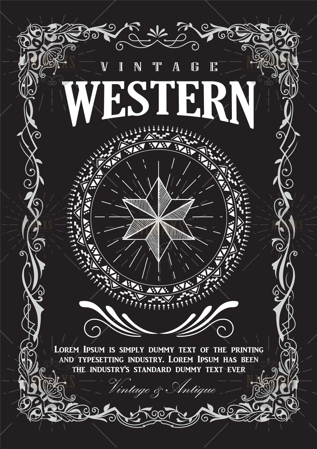 Western Border Antique Frame SVG Vintage Flourish Banner Illustration ...